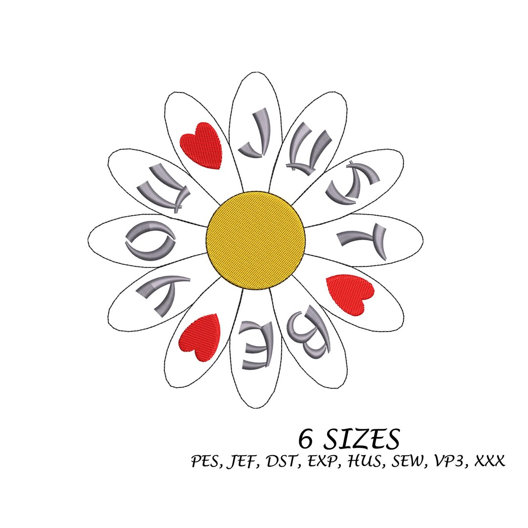 Daisy Outline Embroidery Design: Just Be You Quote, 6 Sizes (digital ...