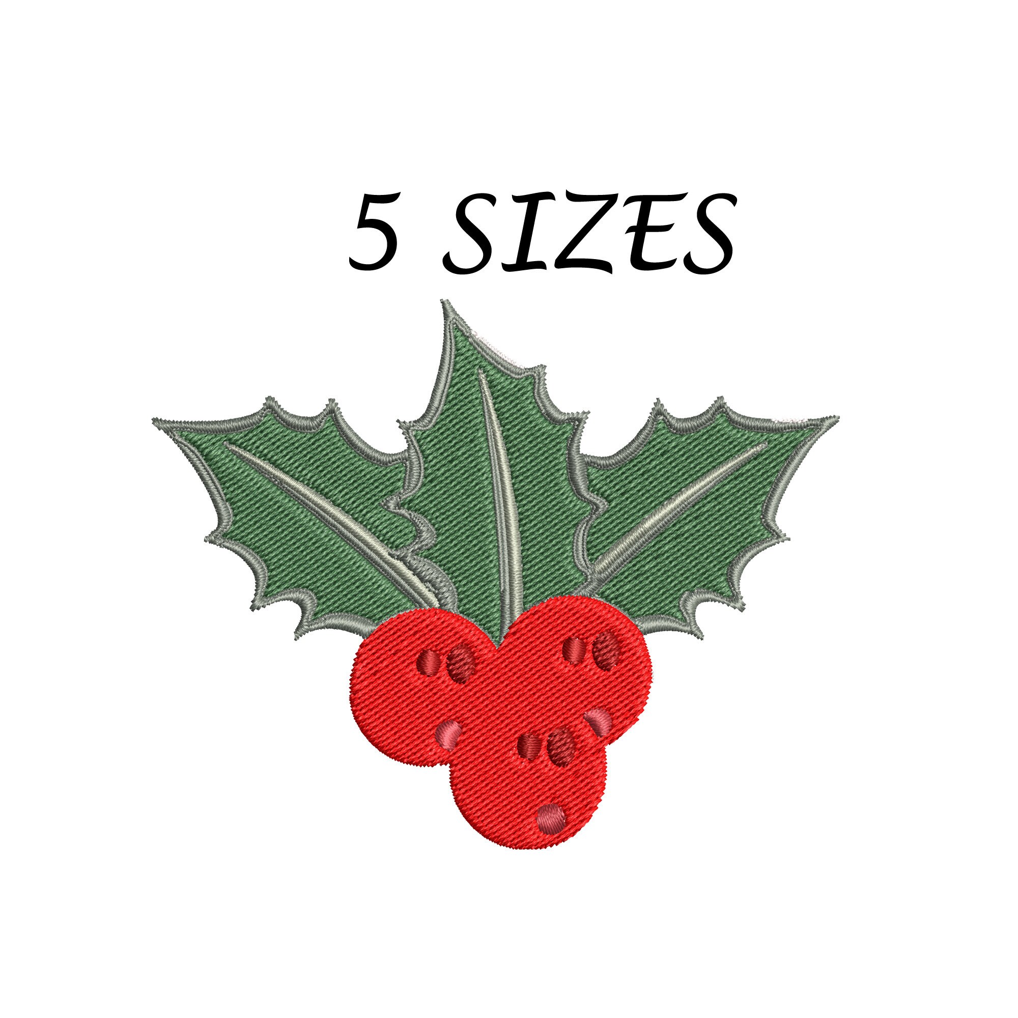 Christmas Holly Embroidery Design for Machine, 5 Sizes in Multi Formats ...
