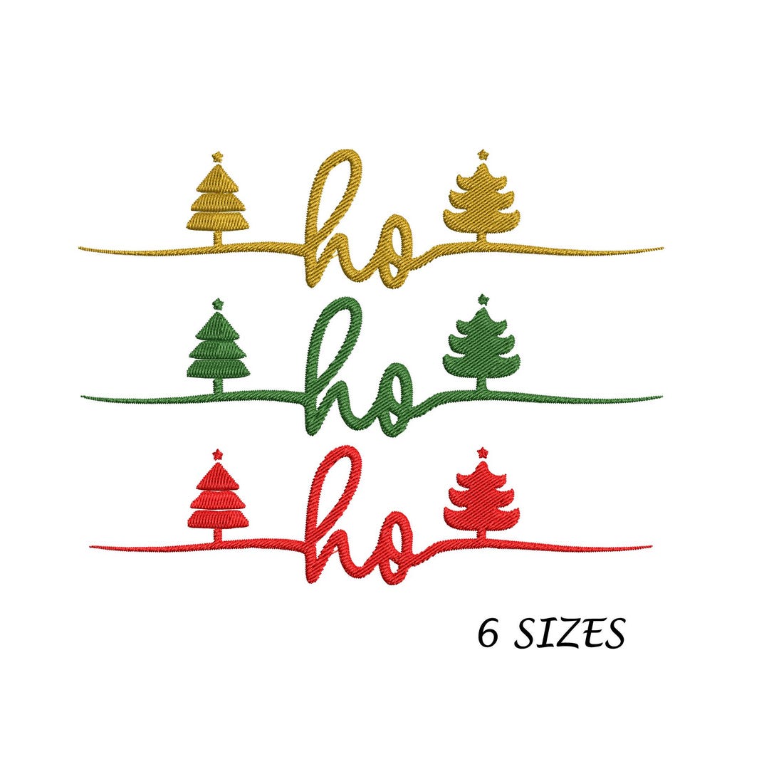 Ho Ho Ho Christmas Tree Embroidery Design, 6 Sizes Digital File ...