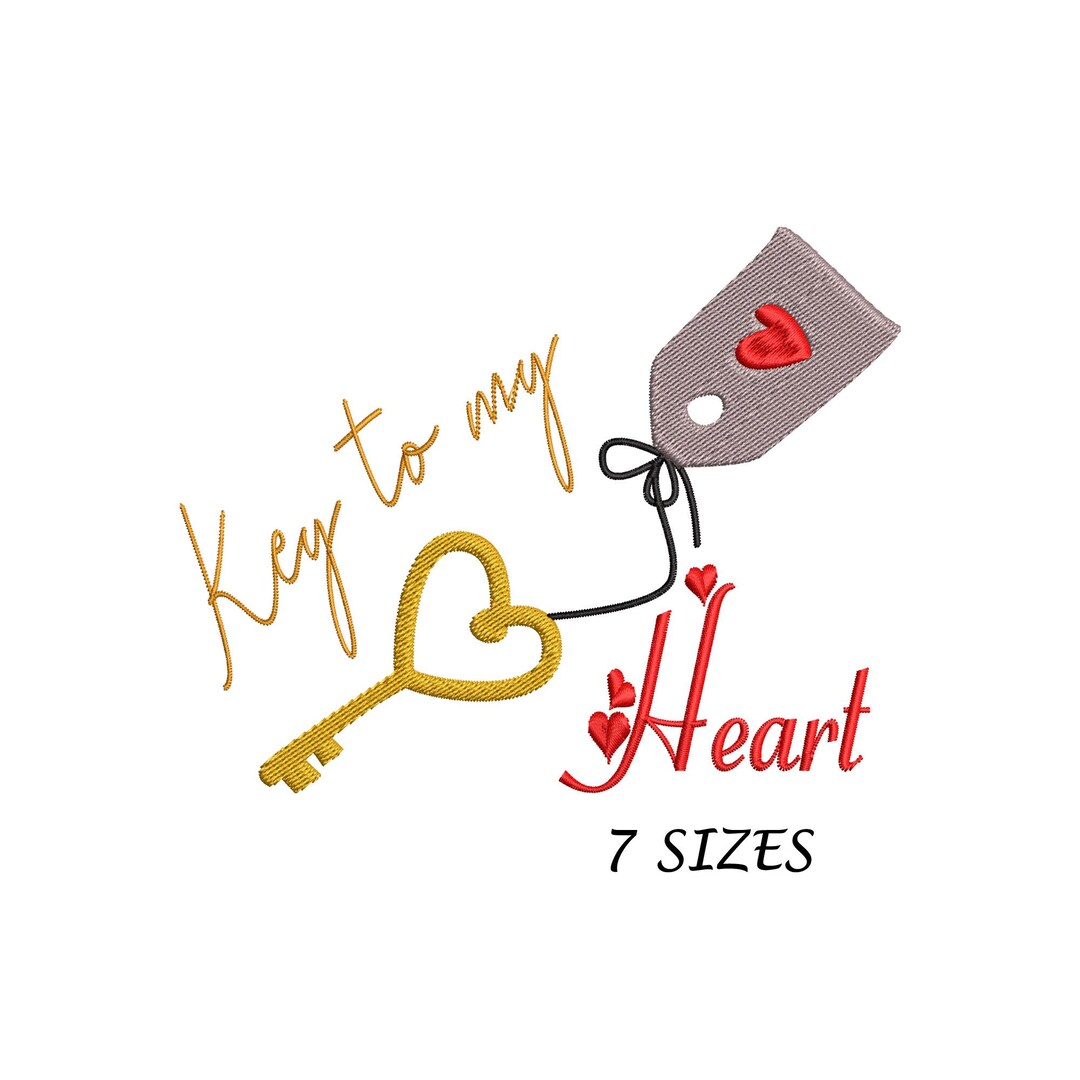 Key to My Heart Embroidery Design: Engagement Gift (digital File, 7 ...