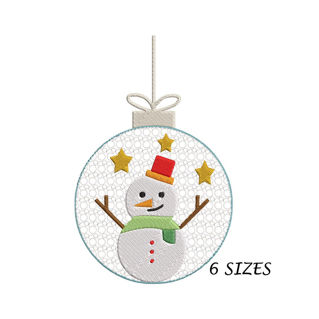 Snowman in Christmas Ball Embroidery Design, Machine Embroidery Design ...