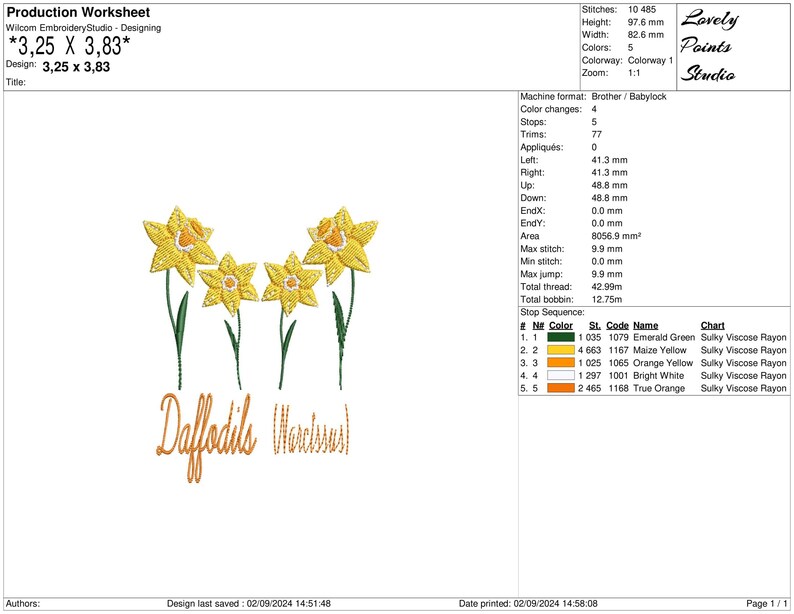 Daffodils Spring Flowers Embroidery Design: 6 Sizes (digital File) - Etsy