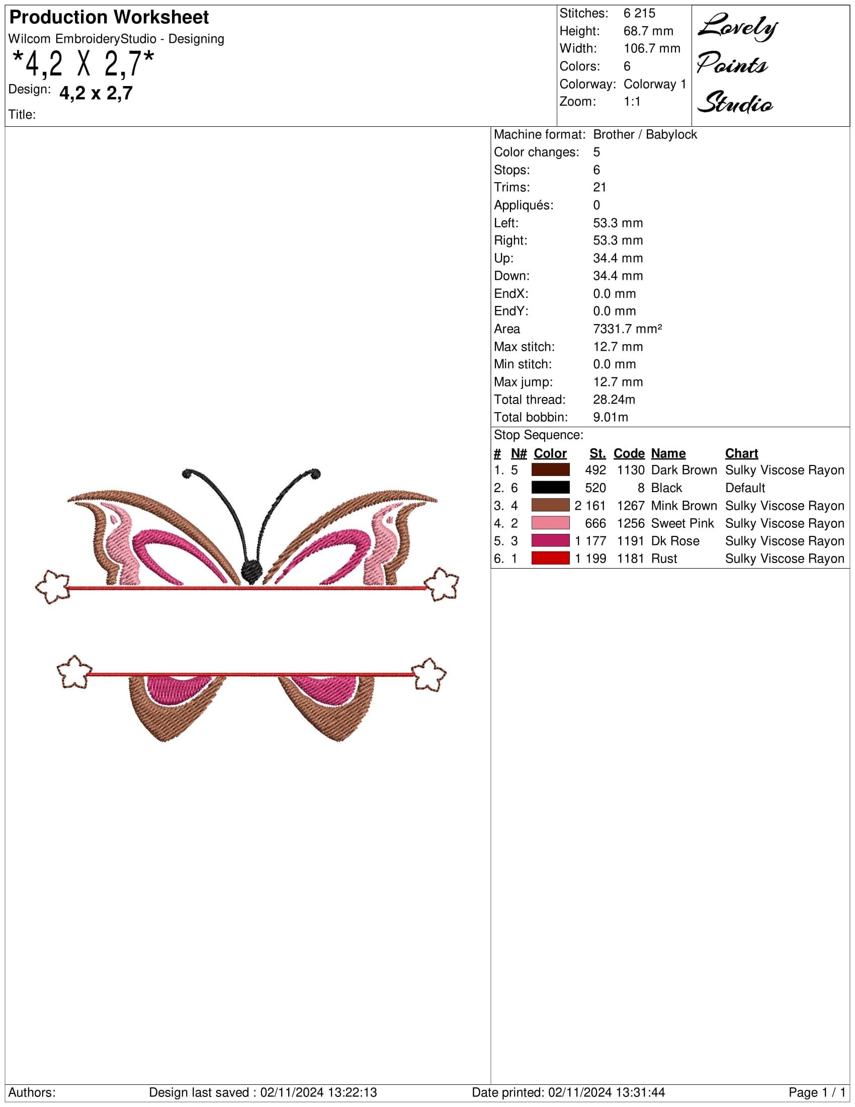 Split Butterfly Machine Embroidery Design: Customizable Monogram ...