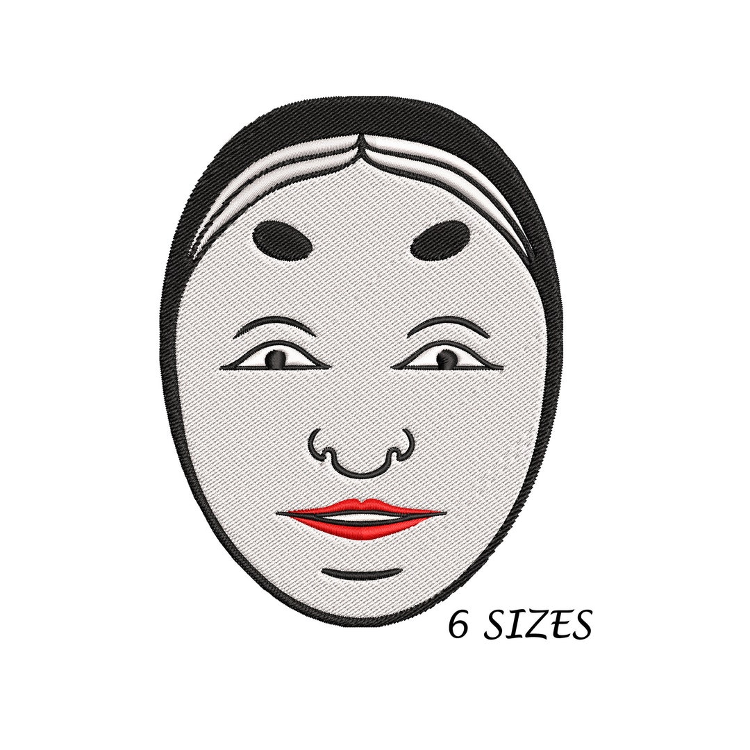 Japanese Mask Embroidery Design for Machine , Available in 6 Sizes and ...