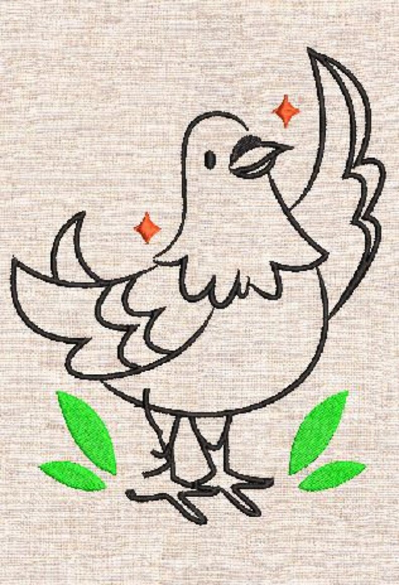 Dove Bird Black Outline Embroidery Design: Machine Digital File ...