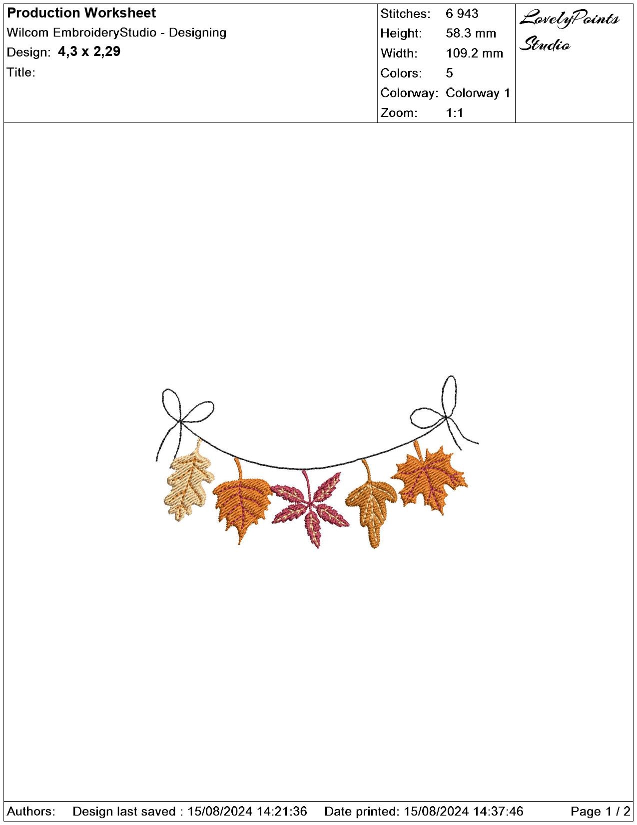 Autumn Leaves Garland Embroidery Design, Machine Embroidery Design ...