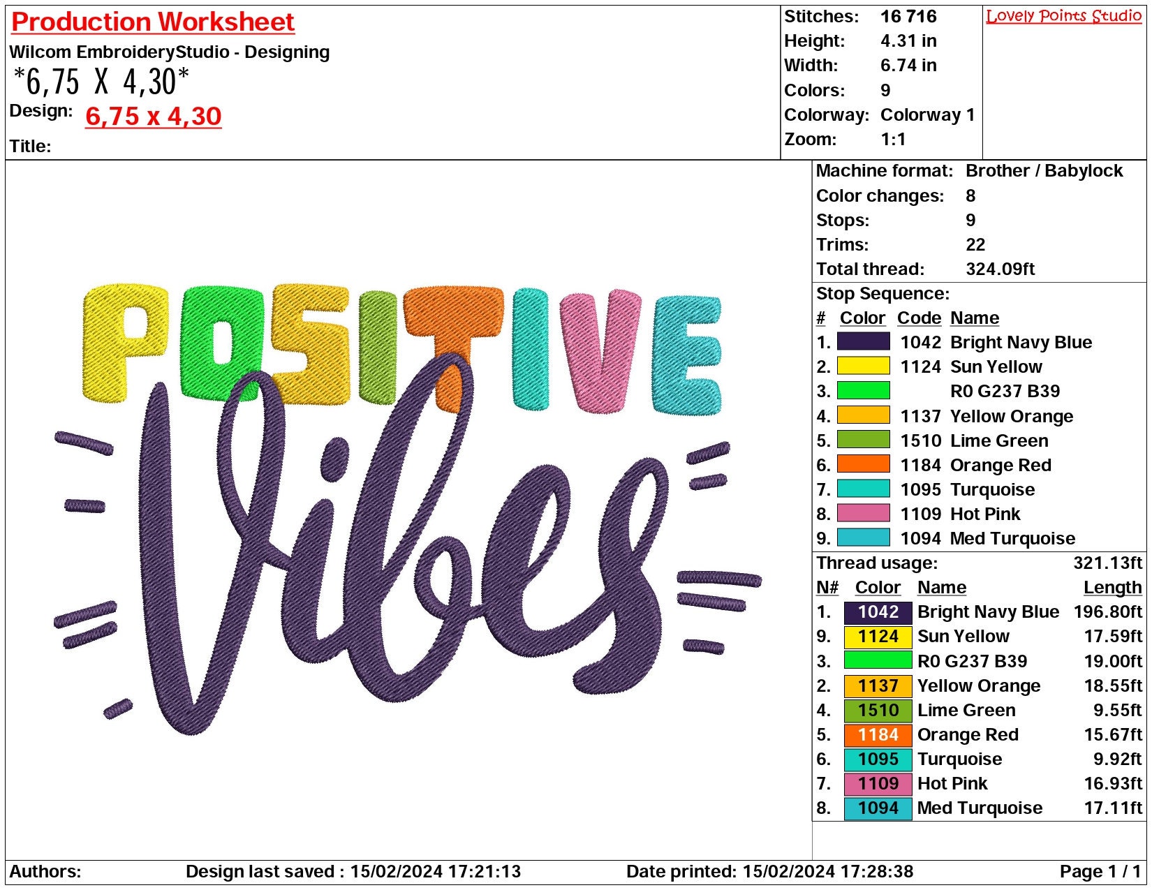 Positive Vibes Embroidery Design, Colorful Positive Vibes Embroidery ...