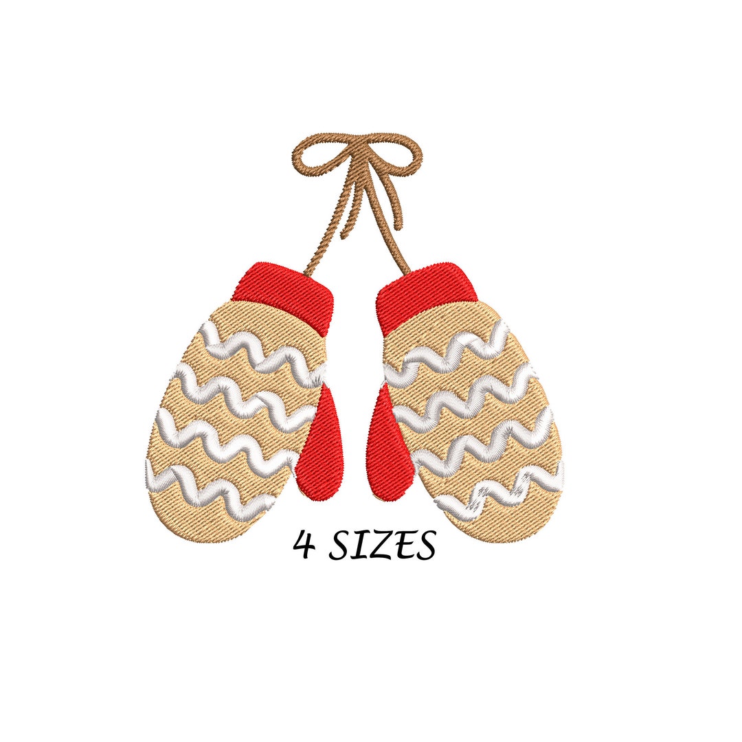 Snow Mittens Embroidery Design: Christmas Winter Gloves (digital File ...