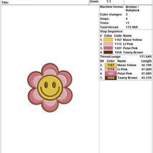 Smiley Daisy Embroidery Design: Emoticon Flower, Multi Formats (7 Sizes ...