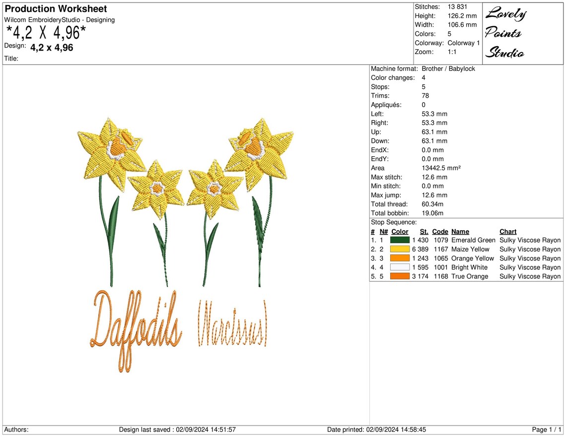 Daffodils Spring Flowers Embroidery Design: 6 Sizes (digital File) - Etsy