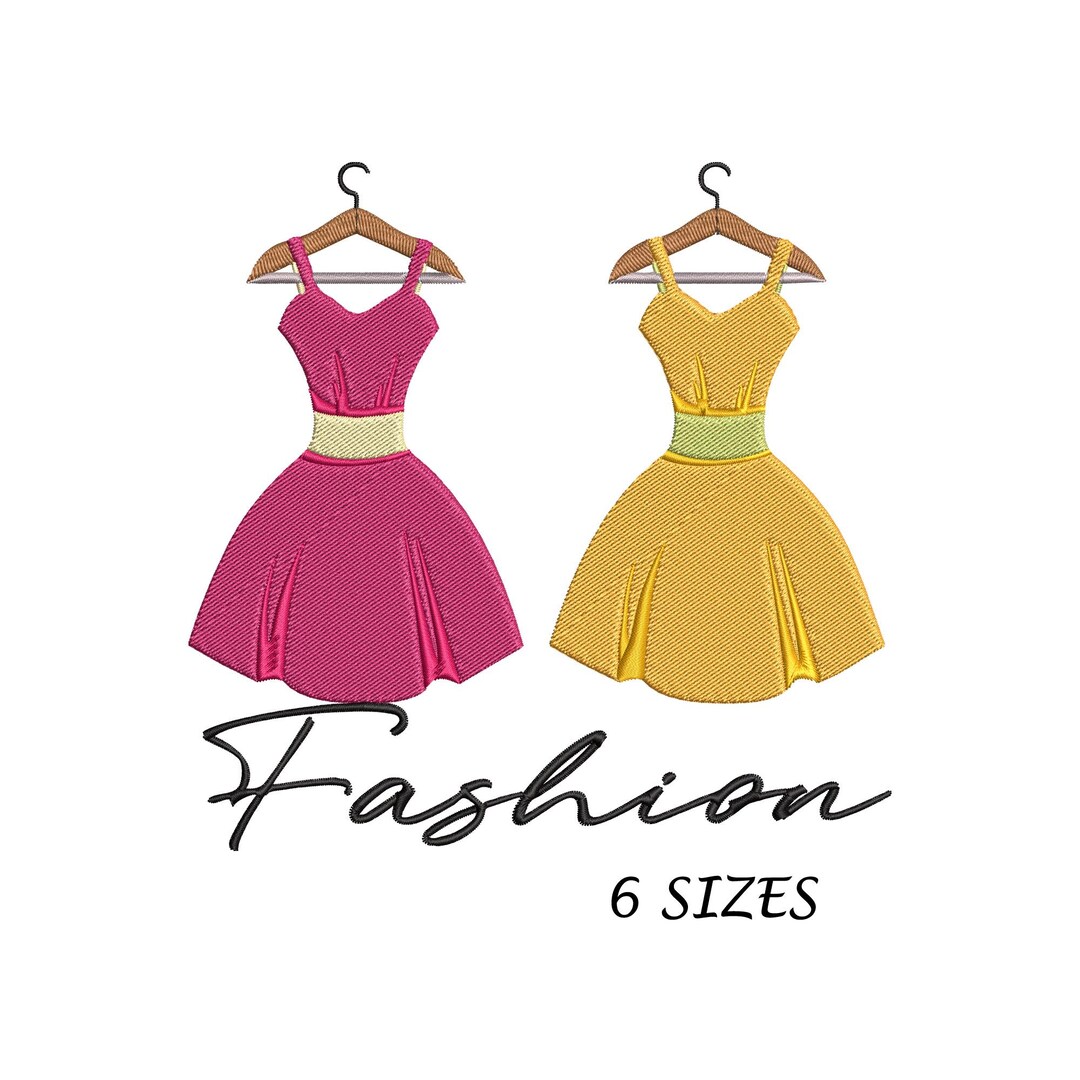 Dresses on Hanger Embroidery Design: Fashion Machine Embroidery ...