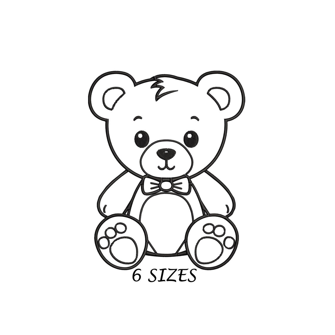 Outlines Teddy Bear Embroidery Design for Machine in 6 Sizes and Multi ...