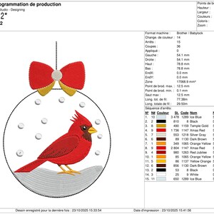 Red Cardinal Bird in Ball Embroidery Design, Christmas Ball Embroidery ...