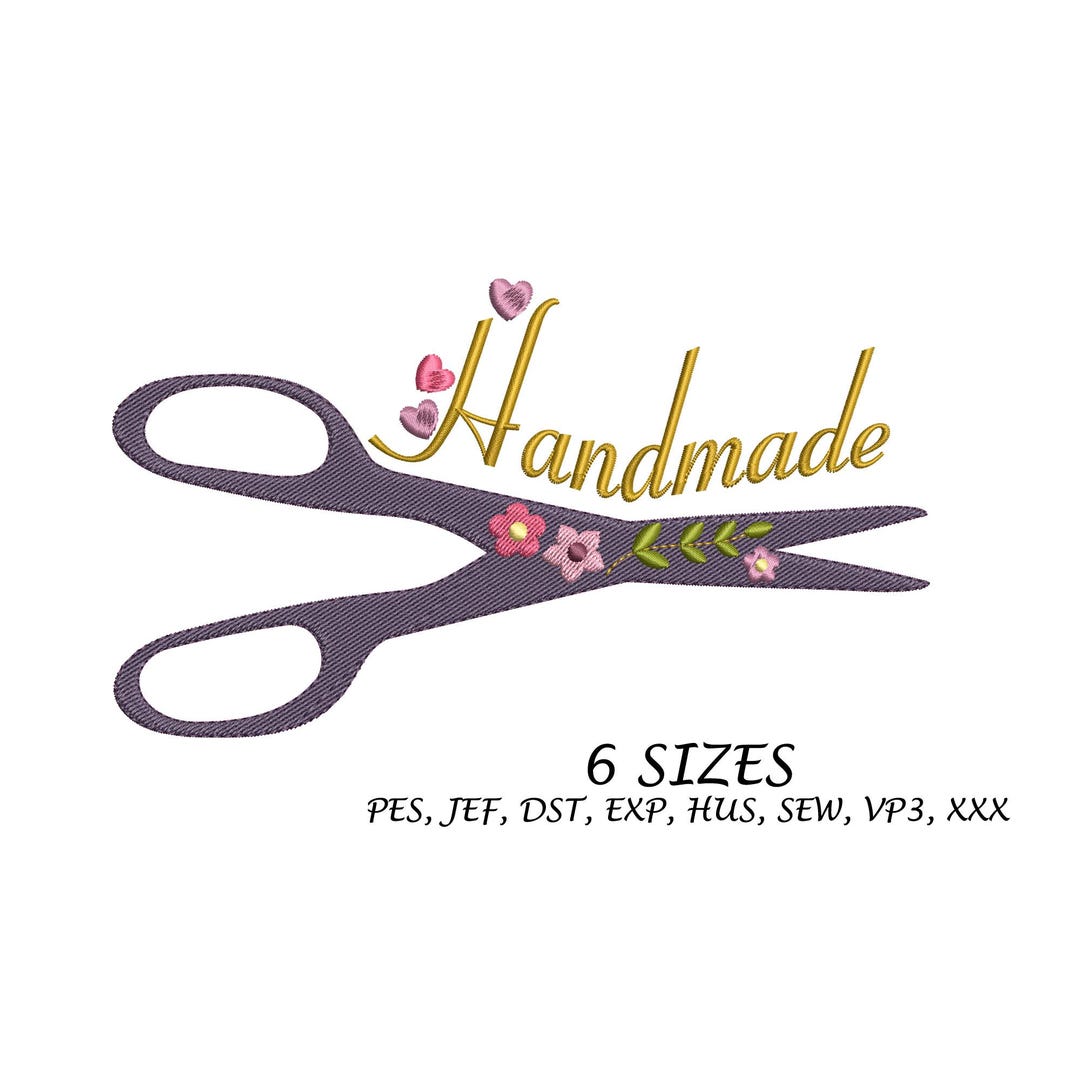 Scissors With Flowers and Handmade Embroidery Design, Machine ...