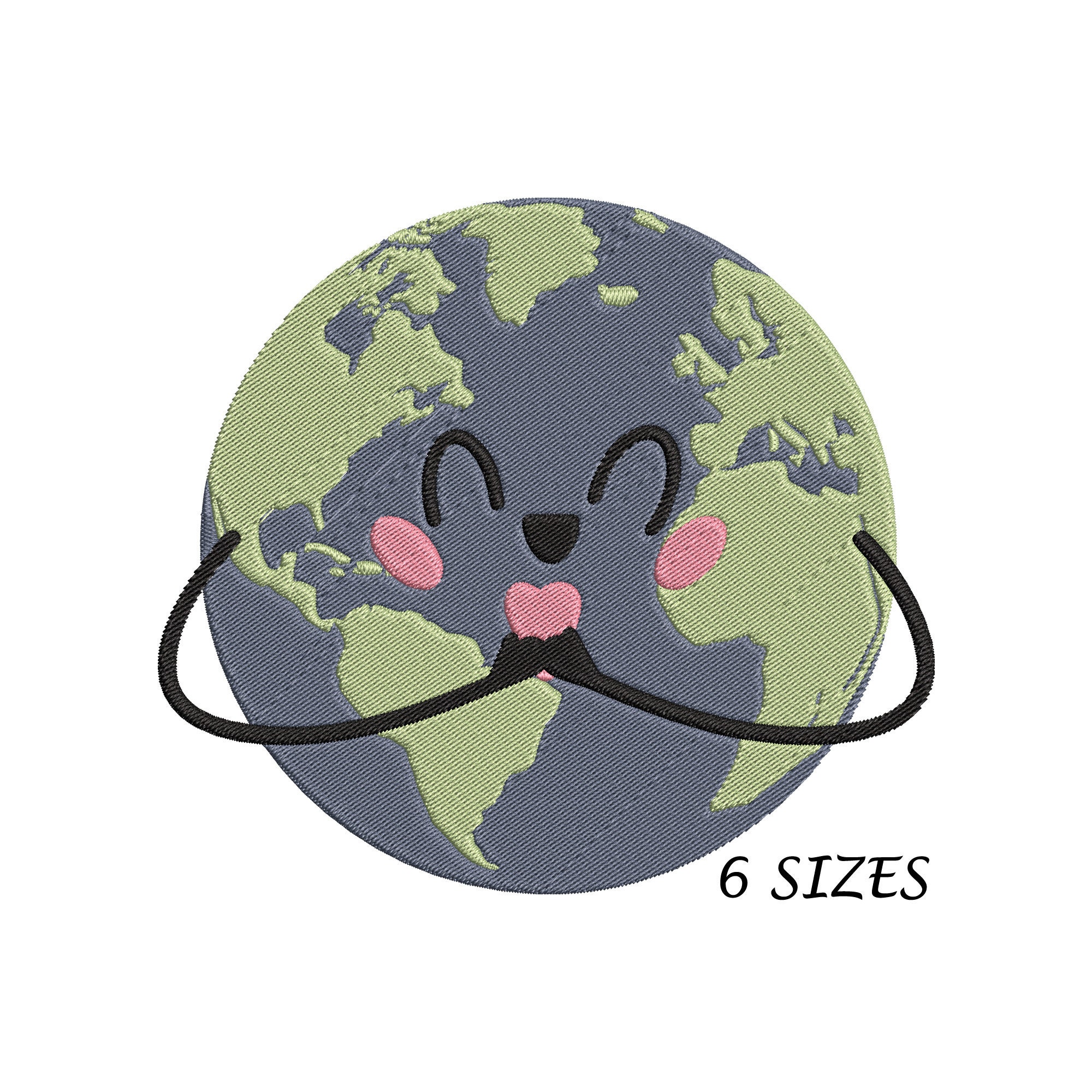 Planet Earth Holding Heart Embroidery Design for Machine, Earth Tribute ...