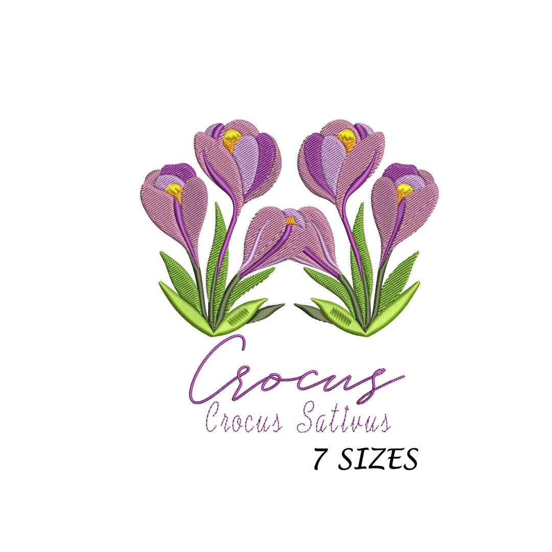 Crocus Embroidery Design in 7 Sizes, Flower Machine Embroidery Design ...