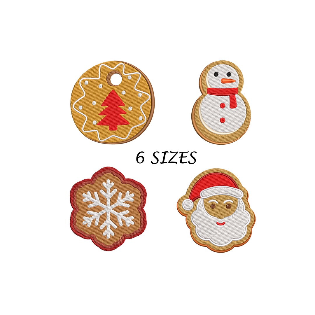 Christmas Cookie Embroidery Designs: Set of 4 (digital File, 6 Sizes ...