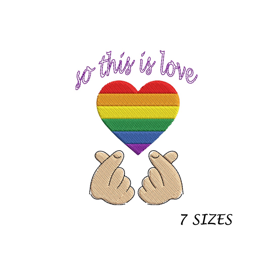 Rainbow Heart Embroidery Design: Love Hands, Multi Formats (digital ...