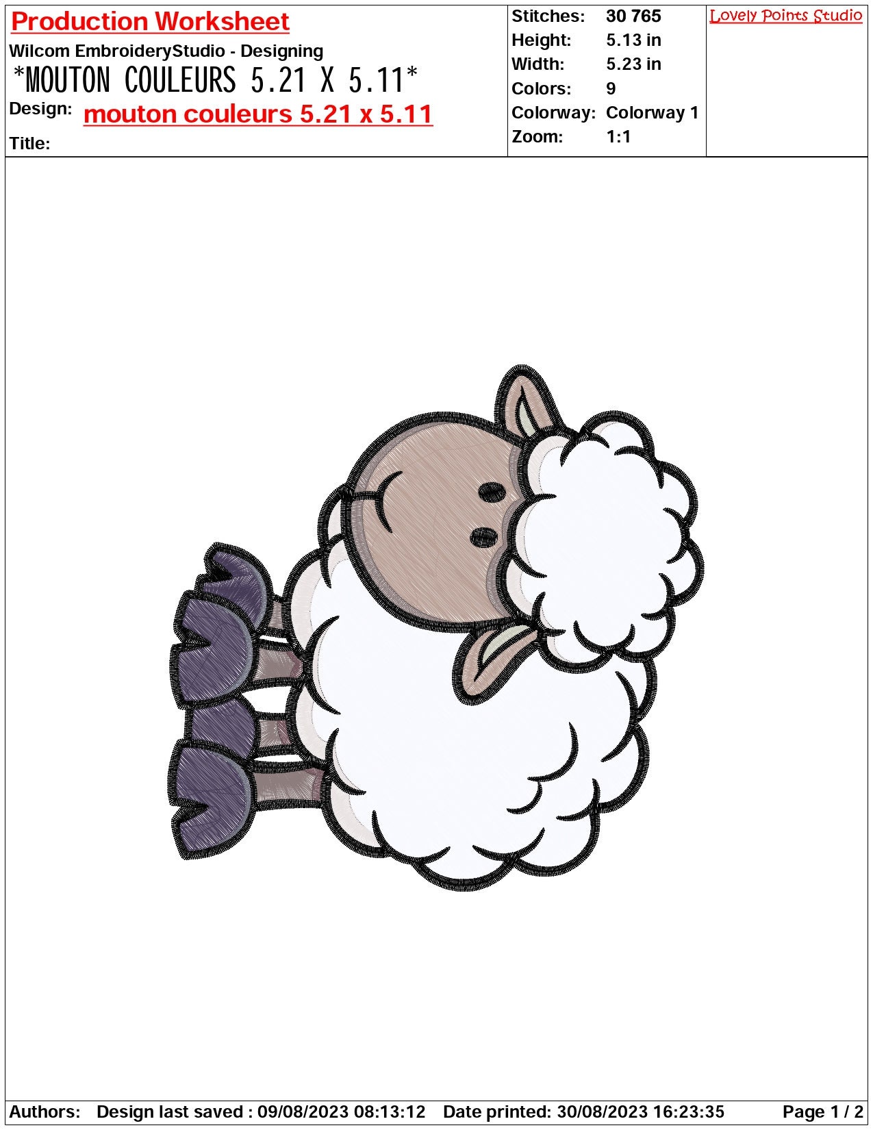 Color Sheep Embroidery Design for Machine, Digital Files , Multi Format ...