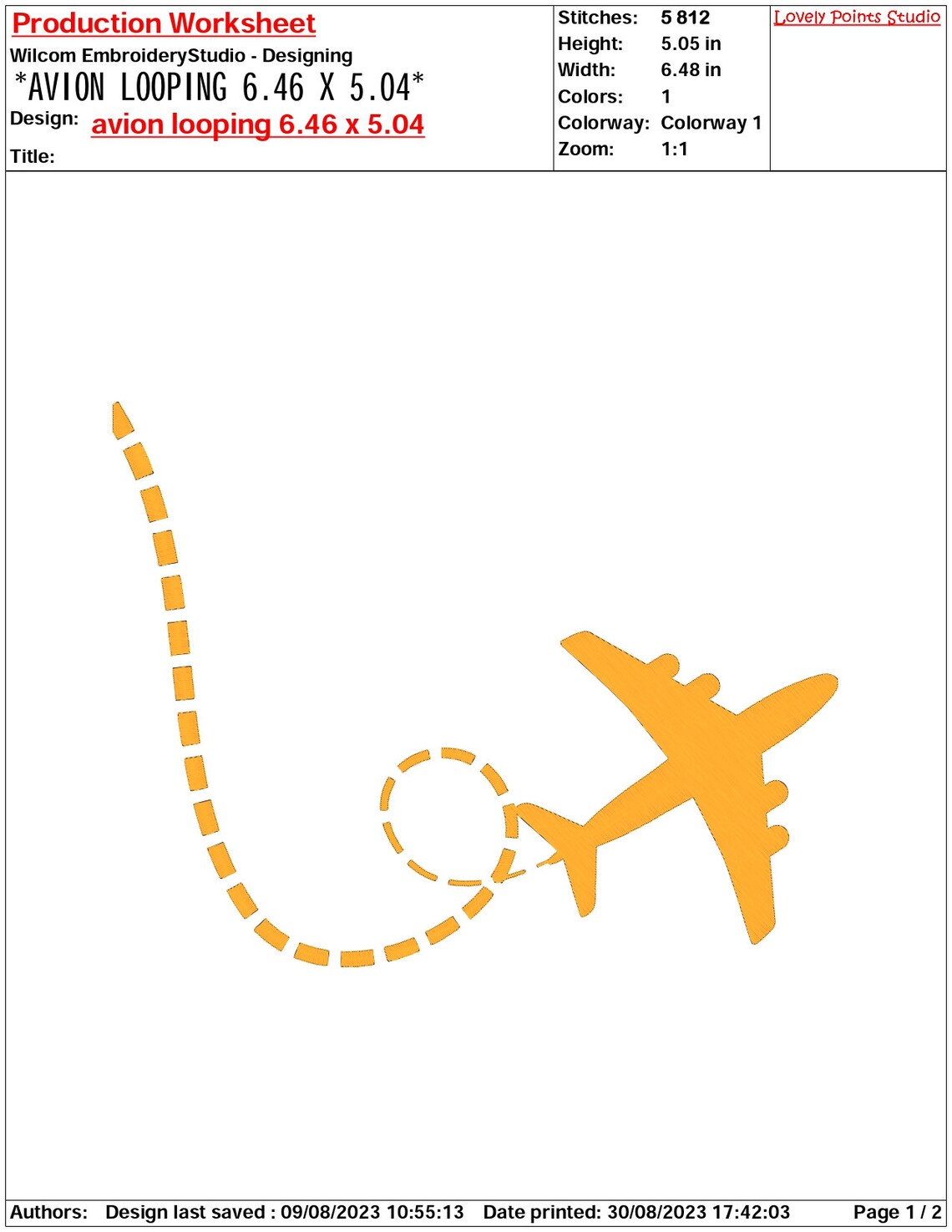 Golden Plane Looping Embroidery Design for Machine , Digital File ...