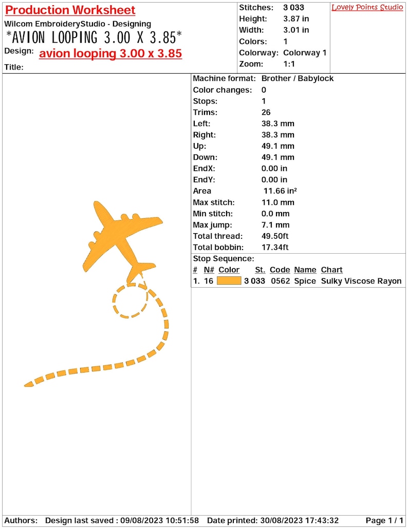 Golden Plane Looping Embroidery Design for Machine , Digital File ...