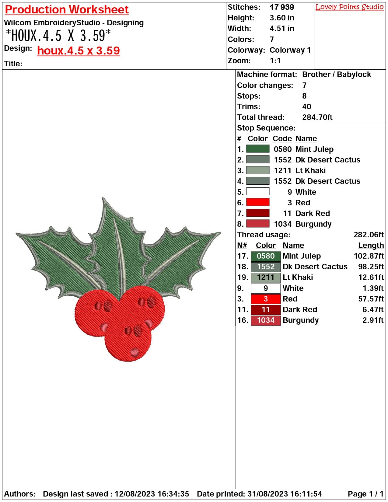 Christmas Holly Embroidery Design for Machine, 5 Sizes in Multi Formats ...