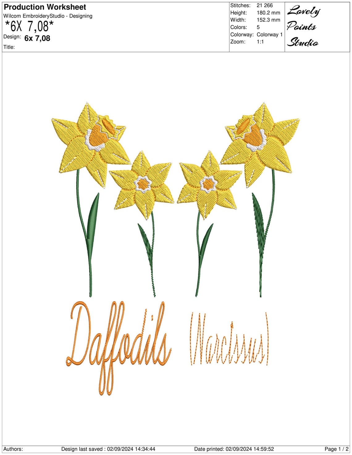 Daffodils Spring Flowers Embroidery Design: 6 Sizes (digital File) - Etsy
