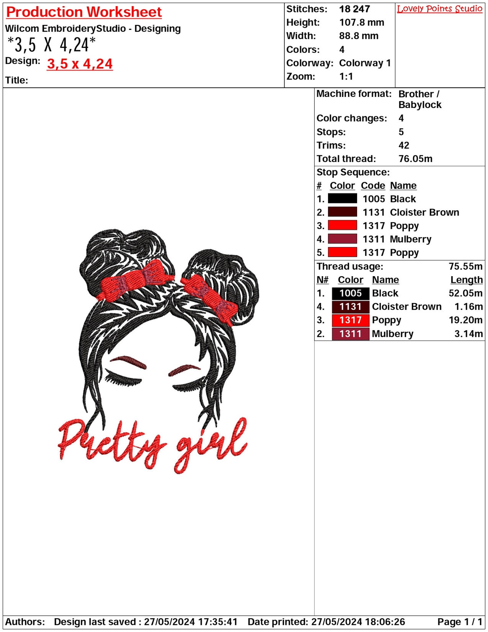 Pretty Girl Face Embroidery Design for Machine in 6 Sizes, Digital File ...