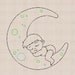 Baby Sleeping on Moon Line Art Embroidery Design (digital File) - Etsy