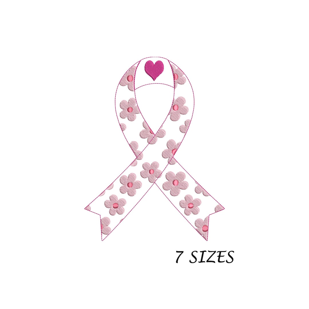 Breast Cancer Awareness Ribbon Embroidery Design: Floral Pink Ribbon (7 ...