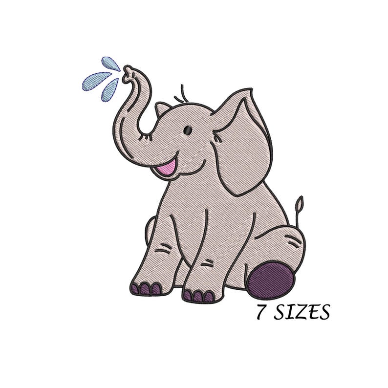 Cute Elephants With Colors Embroidery Design for Machine ,7 Sizes ...