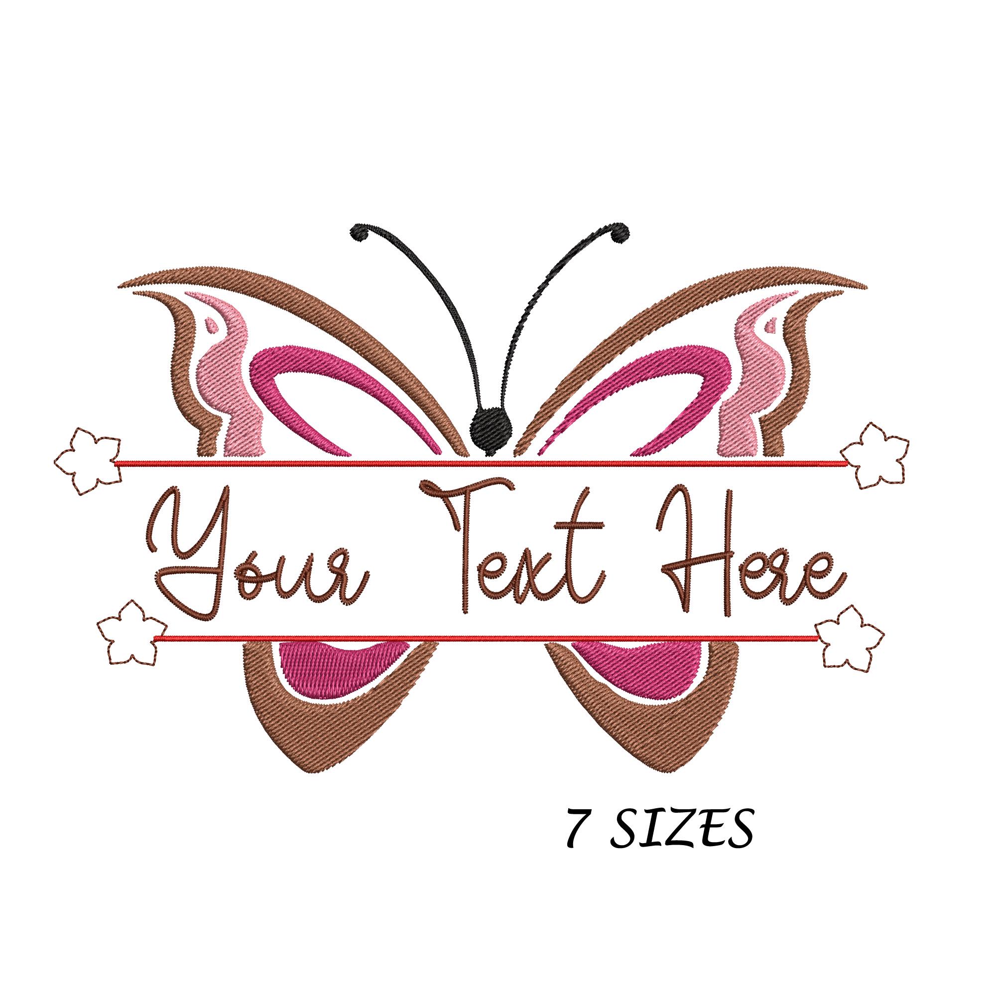 Split Butterfly Machine Embroidery Design: Customizable Monogram ...