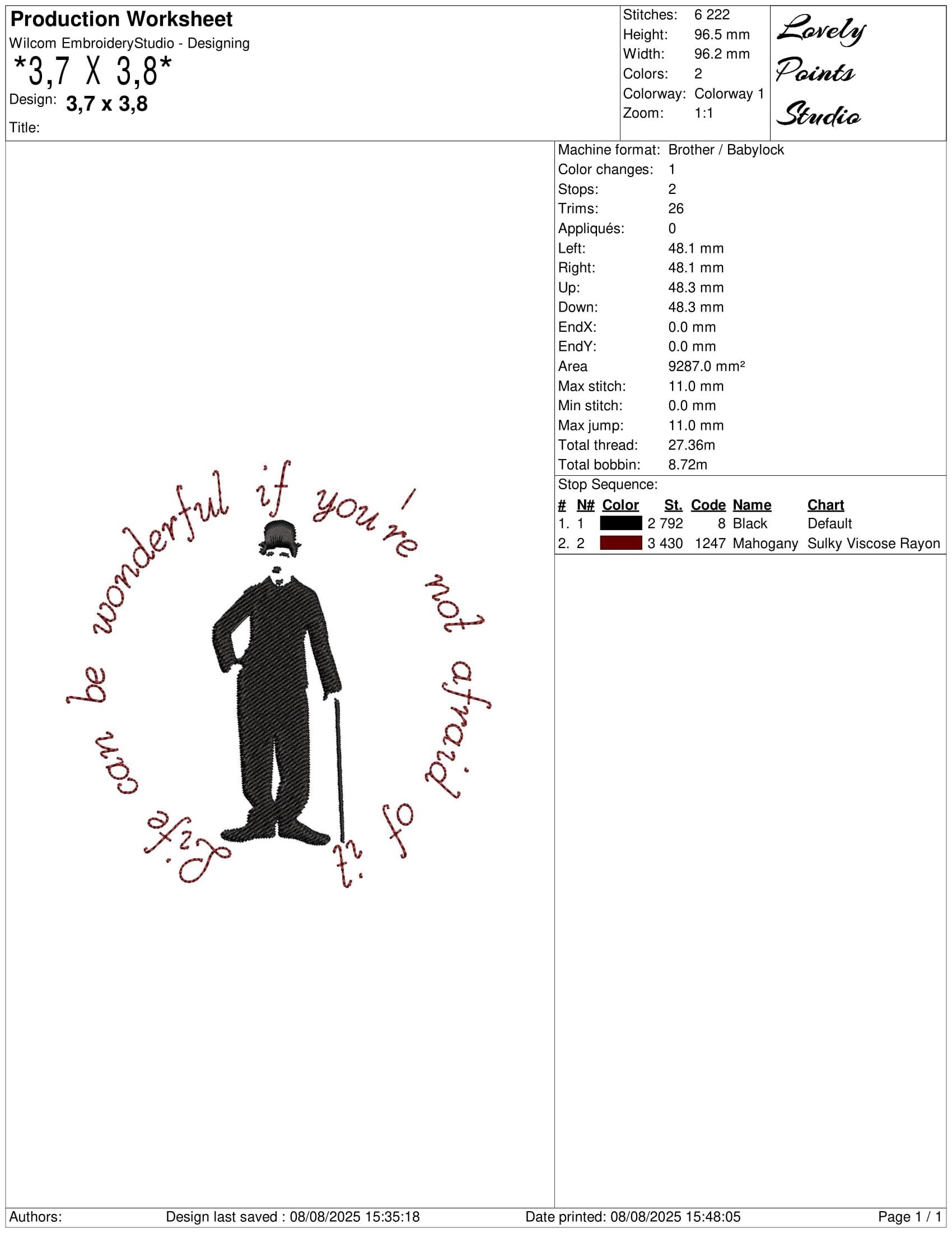 Charlie Chaplin Embroidery Design: Silhouette Quote, 6 Sizes (digital ...