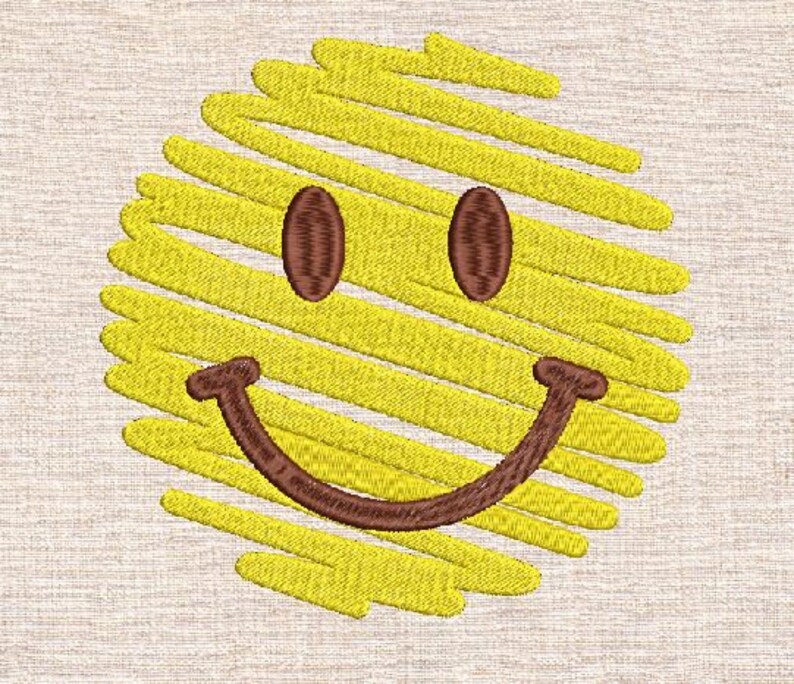Smiley Face Zigzag Machine Embroidery Design (digital File, 7 Sizes) - Etsy