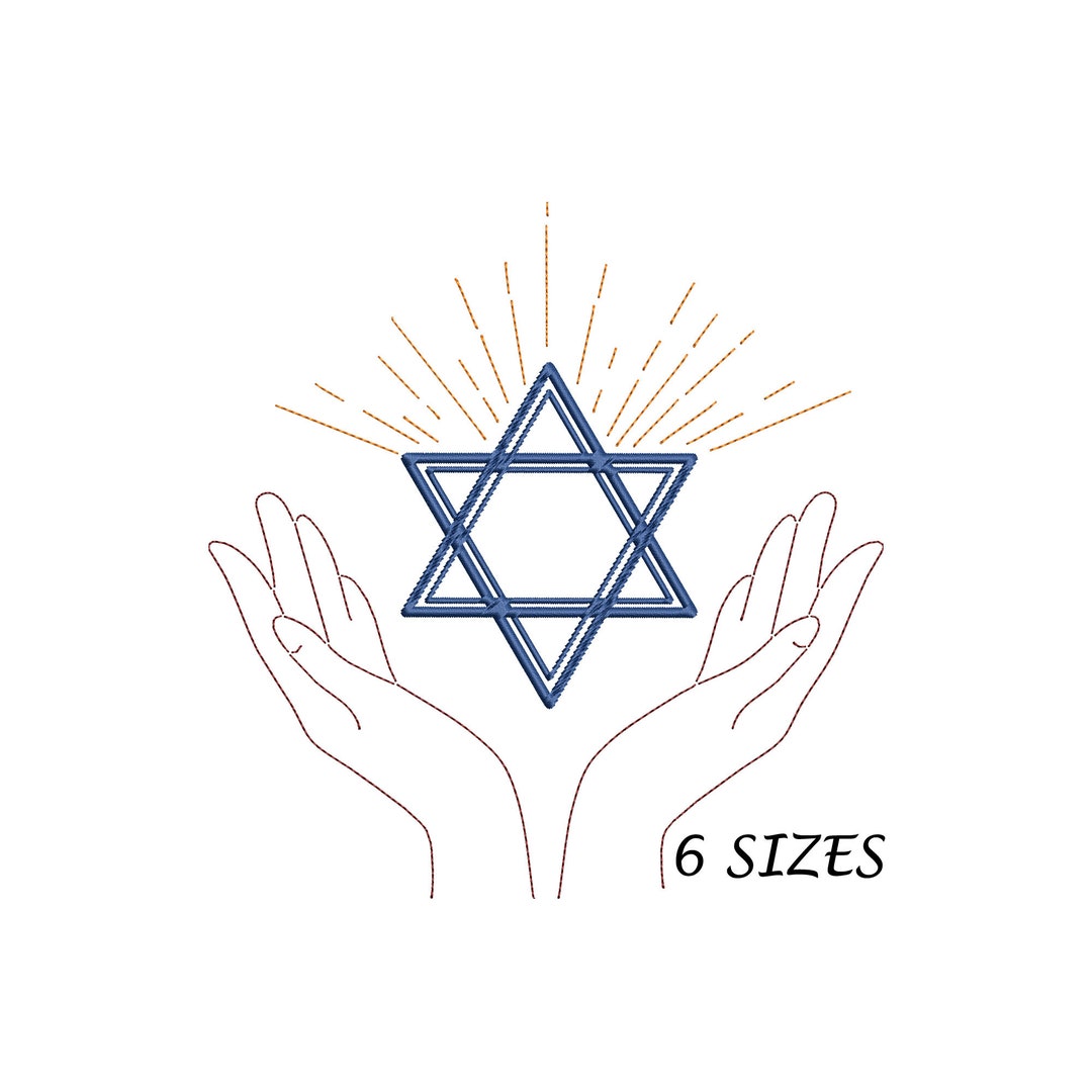 Star of David Embroidery Design: Line Art Hands (digital File, 6 Sizes ...