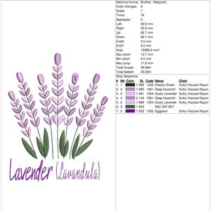 Lavender Machine Embroidery Design, 6 Sizes Digital File, Flowers ...