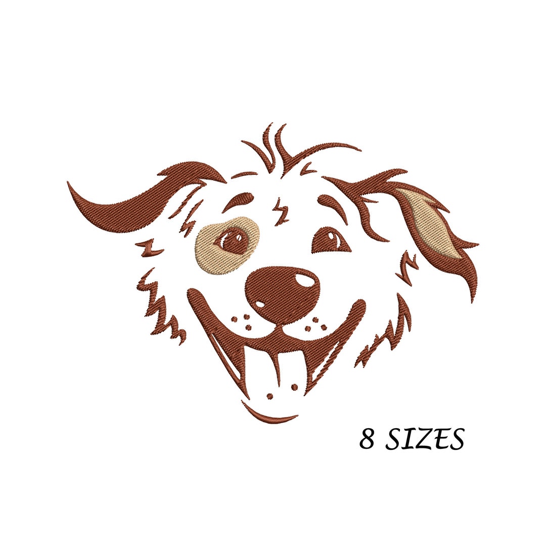 Dog Head Embroidery Design for Machine in 8 Sizes and Multi Formats ...