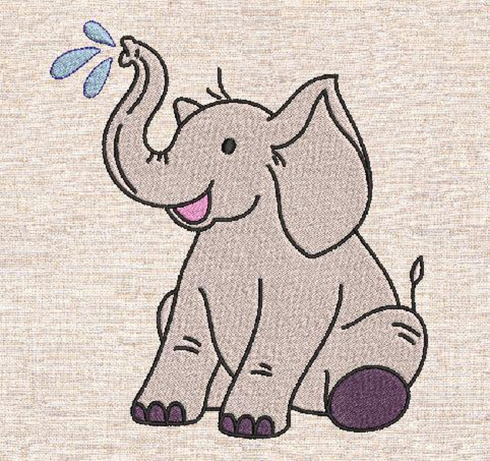 Cute Elephants With Colors Embroidery Design for Machine ,7 Sizes ...
