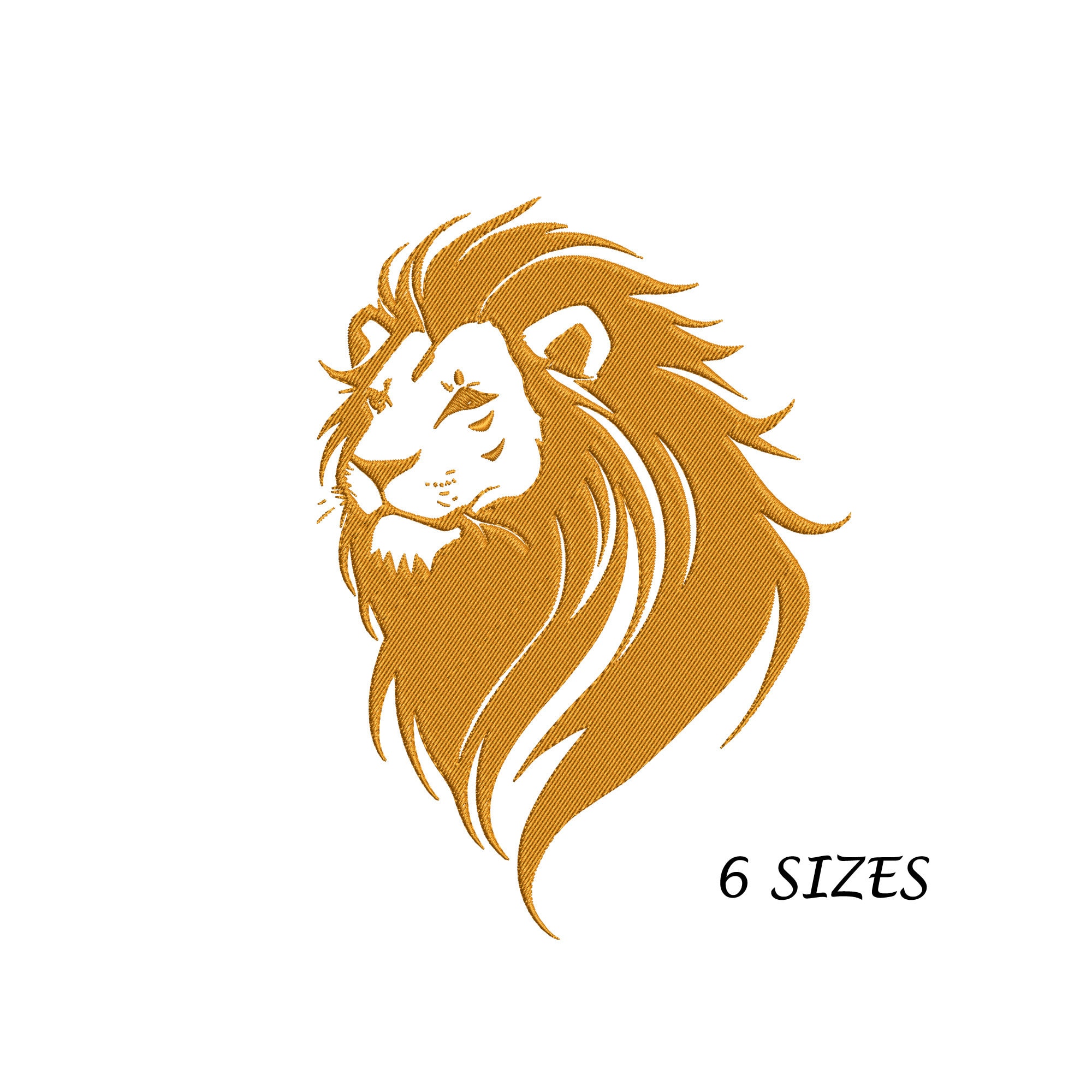 Lion Face, Lion Head Embroidery Design for Machine in 6 Sizes, Digital ...