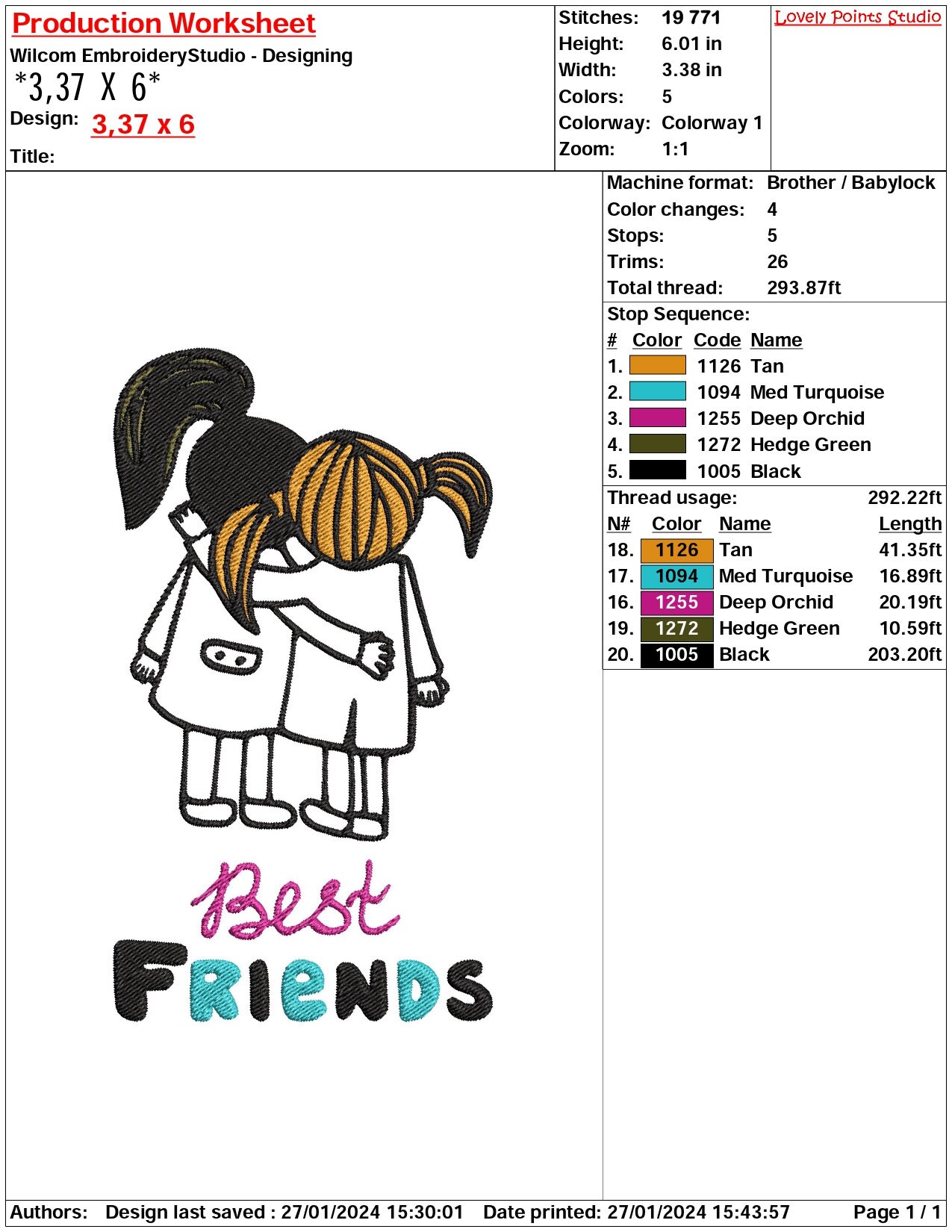 Best Friends 2 Girls Embroidery Design for Machine in Sizes and Multi ...