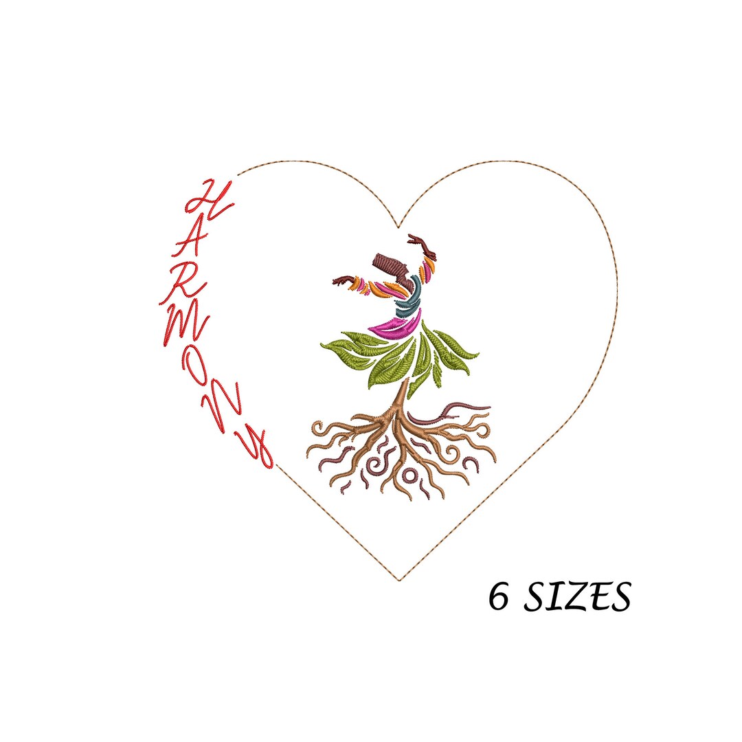 Dancing Tree Woman Embroidery Design: Harmony Heart (digital File, 6 ...