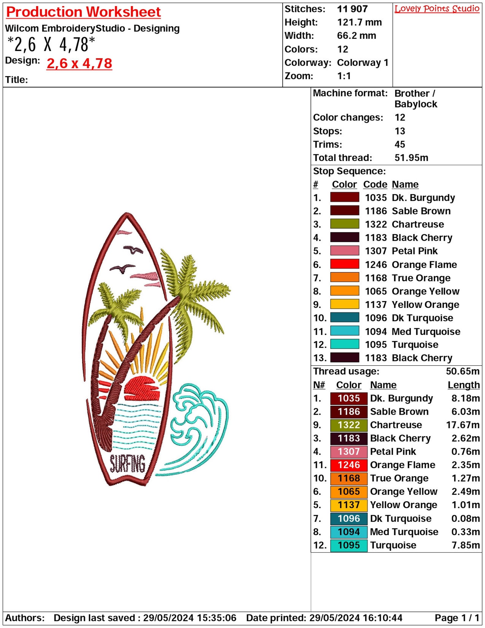 Surfboard Beach Embroidery Design: Summer Elements (digital File, 6 ...