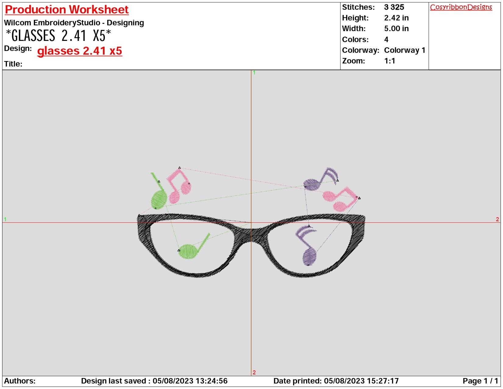 Music Notes Glasses Embroidery Machine Design, Multi Formats , - Etsy