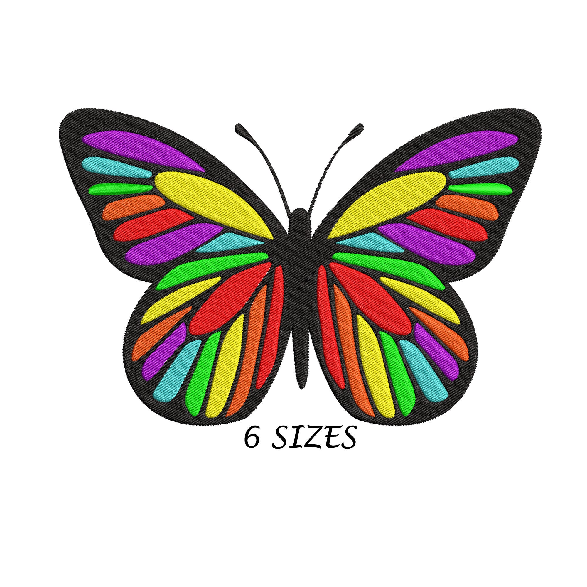 Rainbow Butterfly Embroidery Design for Machine, Colorful Butterfly ...