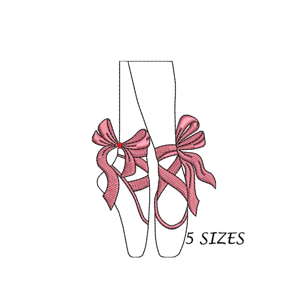 Line Art Ballerina Pointe Shoes Embroidery Design (digital File, 5 Sizes) - Etsy
