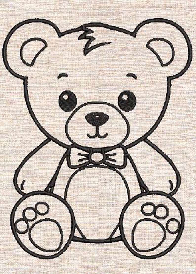 Outlines Teddy Bear Embroidery Design for Machine in 6 Sizes and Multi ...