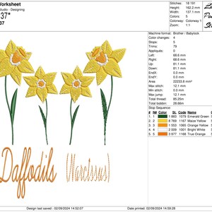 Daffodils Spring Flowers Embroidery Design: 6 Sizes (digital File) - Etsy