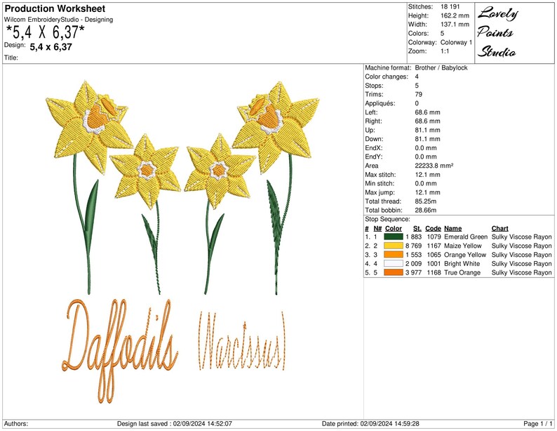 Daffodils Spring Flowers Embroidery Design: 6 Sizes (digital File) - Etsy