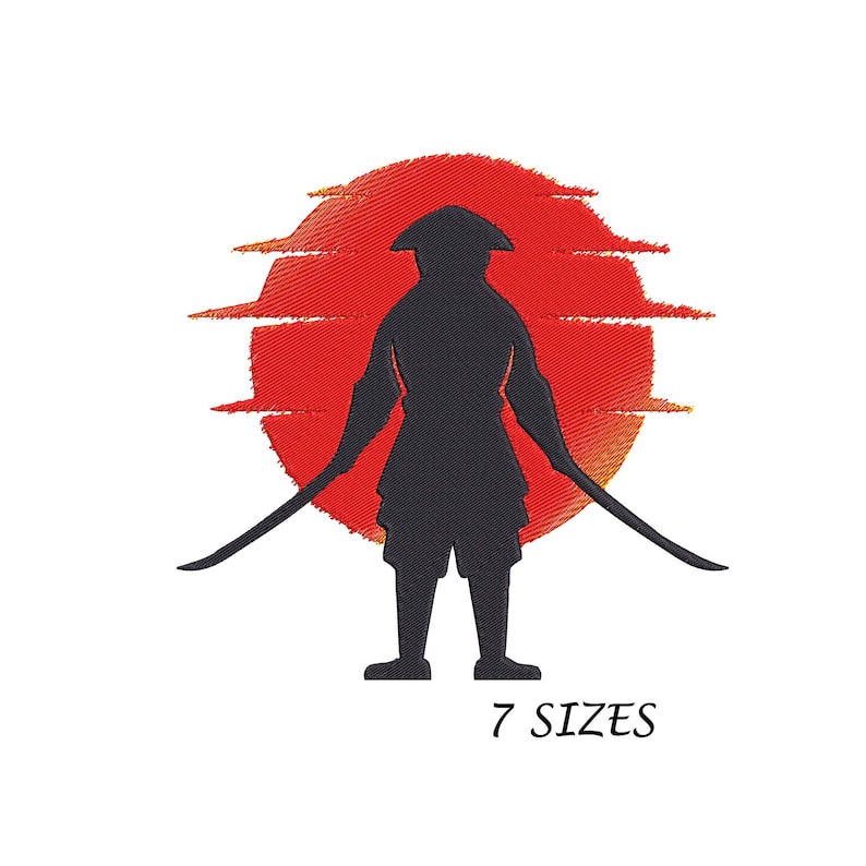 Samurai Embroidery Design With Color Effect (digital File, 7 Sizes ) - Etsy