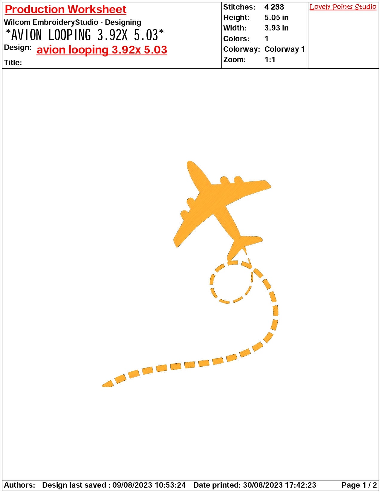 Golden Plane Looping Embroidery Design for Machine , Digital File ...